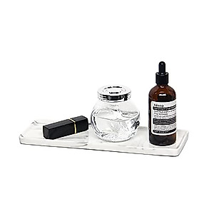 Bathroom Vanity Tray, Ceramic Marble Decor Tray, Bathroom Kitchen Countertop Organizer Cosmetic Tray for Perfume Soap Candles Jewelry Ring Towel Bathroom Accessories