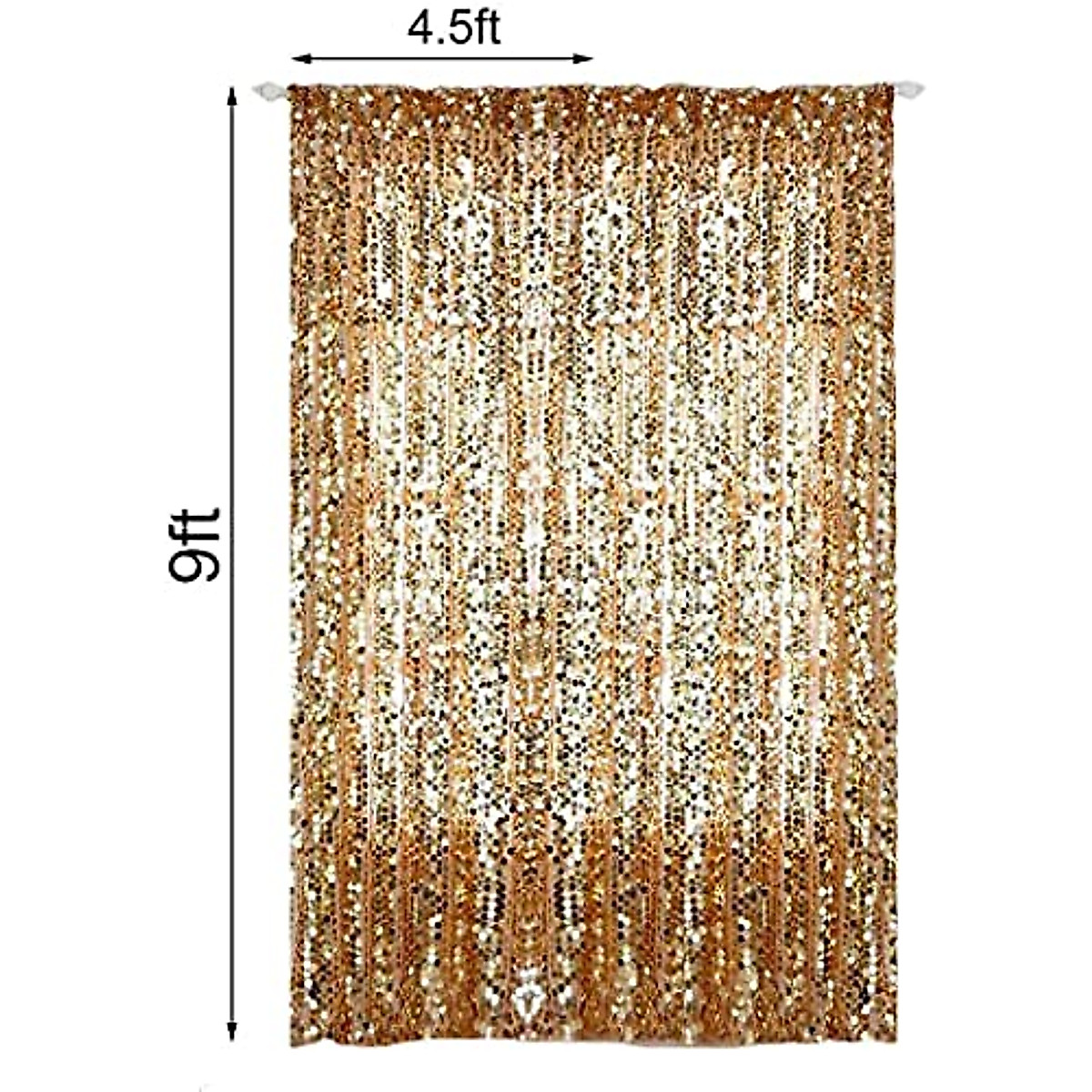 YCC 9FT x 9 FT Gold Big Payette Sequin Curtains with Rod Pocket Panels Curtain