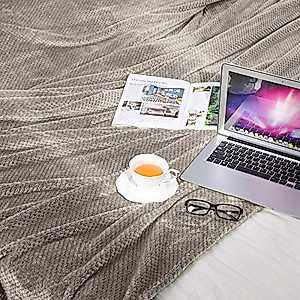 GAGAHAO Fleece Throw Blanket, Fuzzy Throw Blanket for Couch Sofa Soft Warm Cozy Furry Decorative Thick Blankets & Bed Throws for Couch (Khaki, 40x60 inch)