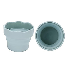 Portable Collapsible Paint Brush Washer, Silicone Washing Bucket Brush Holder Cleaner Painting Water Cup for Watercolor Acrylic Oil Painting(Blue)