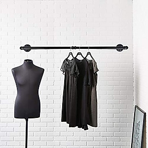 Sumnacon 31.9 Inch Industrial Pipe Clothing Rack Bar - Heavy Duty Rustic Coat Hanger with Screws, Wall-Mounted Metal Garment Holder Rack for Retail Display/Laundry/Boutique/Clothing Store, Black