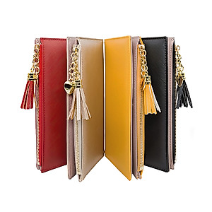 Meilib Wallet for Women Leather Cell Phone Case Holster Bag, Long Slim Credit Card Holder Cute Minimalist Coin Purse Thin Large Capacity Zip Clutch Handbag Wallet for Girls Ladies Black