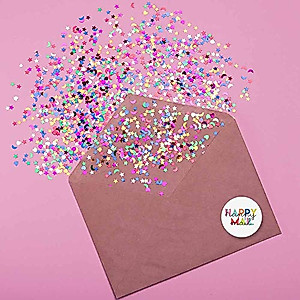 Rainbow & Cursive Lettering Happy Mail Thank You Customer Appreciation Sticker Labels for Small Businesses, 60 1.5" Circle Stickers by AmandaCreation, for Envelopes, Postcards, Direct Mail, More!