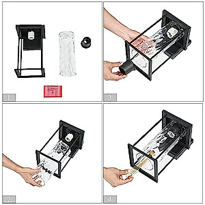 Black Outdoor Wall Lights, Farmhouse Exterior Wall Sconces Light Fixture with Cylindrical Water Ripple Glass Shade, Modern Waterproof Lanterns for Front Door, Entry, Porch, Patio, and Gazebo