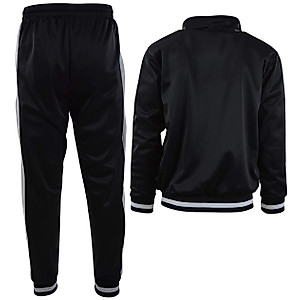 ChoiceApparel Mens Athletic 2 Piece Tracksuit Set (L, 877-Black)
