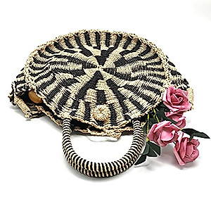 Straw Bag Hand Weave Straw Crossbody Bags For Women Circle Handle Tote Handbag Beach Bags for Womens Large Summer Weave Shoulder Bags Natural