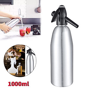 Soda Siphon, 1L Soda Maker Sparkling Water Maker Portable Soda Maker, Aluminium Carbonated Water Machine for Home Bar Making Cocktails DIY Sparkling Drinks, Use 8 gram CO2 Cartridges (Not Included)