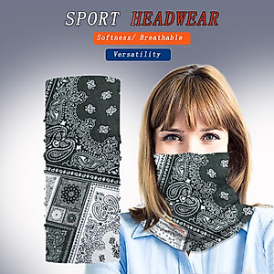 MOXBEST Neck Gaiter Mask Face Scarf Bandana Tube Cover Headwear Balaclava Headband Headwrap for Men and Women (12-Paisely A)