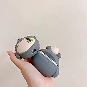 heenhdfd Designed for Airpod Pro, Airpod Pro Cartoon Silicone Earphone Sleeve Shockproof Waterproof Protective Earphone , with Cute Anime Keychain Anti-Lost . (Pro Grey cat)