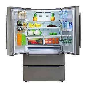 Techomey 36" French Door Refrigerator with Internal Ice Maker, 22.5 Cu.Ft 4-Door Upright Freezer and Fridge with Supper Freezer/Supper Cool, Fingerprint Resistant Stainless Steel