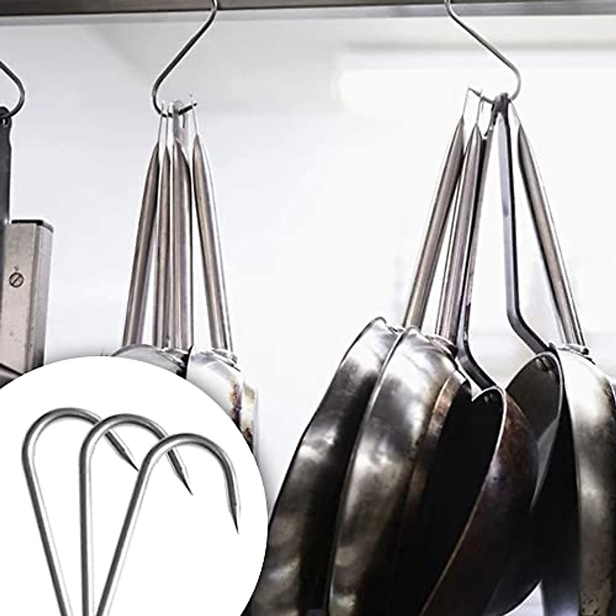 Betinyar 10 Pieces 7.5 Inch Meat Hooks, Stainless Steel Butcher Hooks, Heavy Duty S-Hooks for Hanging Meat, Meat Smoking Hooks for Processing, Drying