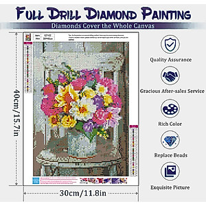 VeGuude Diamond Painting Kits for Adults, 4 Pack Flowers 5D Diamond Art Kits, Full Drill DIY Crafts for Adults Home Wall Decor Gift Diamond Dots [11.8x15.7inch]