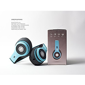iJoy Bluetooth Headphones Over Ear, Wireless and Wired Foldable Headset Built-in Microphone, FM, Micro SD Card Slot - (Blue) Adults Kids Boys