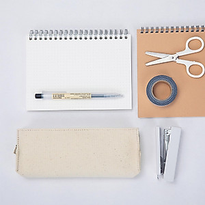 【YONBEN】Canvas pencil case cartucheras escolar pencilorganiz literary and fresh net red pencil bag (Beige, S)