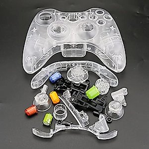 Full Hard Case Housing Shell Buttons Mod Kit Component Cover for Xbox 360 Game Controller (A-Clear)