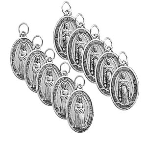 Our Lady of Tears Medal 10 Pack, Antique Silver Color