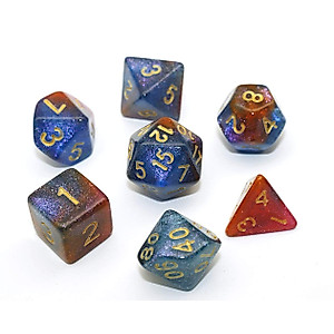 Polyhedral DND Dice Set Dice for Dungeons and Dragons, Pathfinder, D&D, RPG, MTG,7-Die Set Role Playing Games Dice…