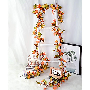 2 Pack Fall Garland Maple Leaf, 6.5Ft/Piece Hanging Vine Garland Artificial Autumn Foliage Garland Thanksgiving Decor for Home Wedding Fireplace Party