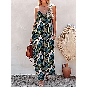ANRABESS Women's Loose Casual Sleeveless Adjustable Spaghetti Strap Jumpsuits Stretchy Wide Leg Rompers with Two Pockets A370-shuye-L