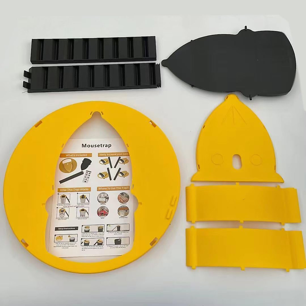 3 Sets Mouse Trap Bucket - Multi-Catch, Auto-Reset, Humane or Lethal Rat Trap - Mouse Traps Indoor for Home, Farm, Warehouse, Garage, Great Rat Traps, 5 Gallon Bucket Compatible(Yellow)