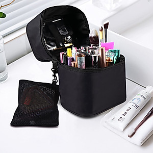 Makeup Brush Organizer Artist Small Makeup Bag Brushes Set Case Professional Travelling Brush Pen Pencil Holder Make Up Cup Storage Organizer Case Pencil Pouch Cosmetic Bag for Travel (Black)