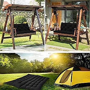 Swing Replacement Cushions 3 Seat, Bench Cushion for Outdoor Furniture Waterproof Thick Porch Swing Cushions with Backrest & Ties for Garden Patio, 60in*40in(Dark Green)