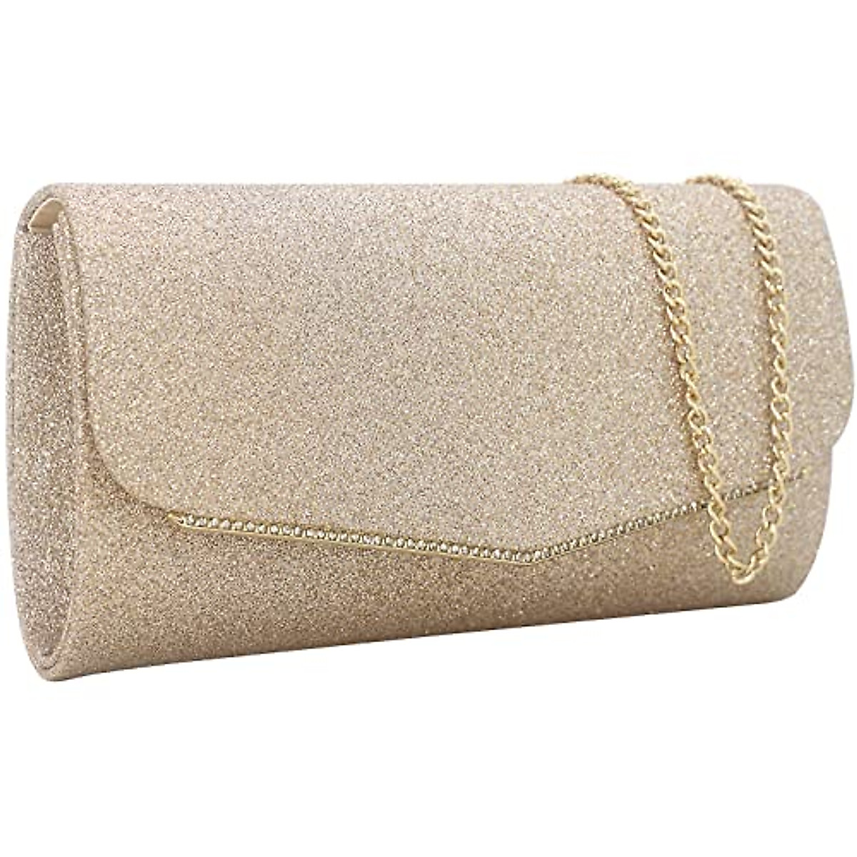 nodeber Glitter Sequin Envelope Clutch Purse Women Evening Bags Foldover Sparkling Party Handbags Champaign