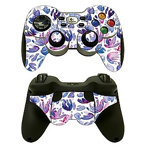 MightySkins Skin Compatible with Logitech Wireless Gamepad F710 - Blue Petals | Protective, Durable, and Unique Vinyl Decal wrap Cover | Easy to Apply, Remove, and Change Styles | Made in The USA