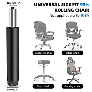 5.5 inch Office Chair Gas Lift Cylinder-Office Chair Replacement Parts,Universal Size Fits Most Chairs,Heavy Duty Gas Lift Hydraulic/Pneumatic Piston for Office Chair (Black)