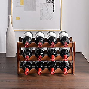 Maydear Multi-Tier Bamboo Wine Rack, Wine Racks Countertop, Freestanding Display Stand Shelves-3 Tier
