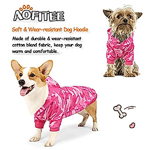 AOFITEE Camo Dog Hoodie Coat Warm Dog Shirts Vest, Camouflage Pet T-Shirt Sweatshirts with Pocket, Cozy Puppy Pollover Pajamas Dog Cold Weather Clothes Apparel for Small Medium and Large Dog