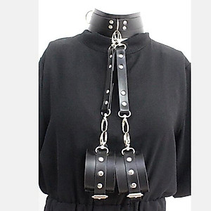 Aiosy Punk Waist Chain Black Leather Body Chain Harness Belly Belt Chains Nightclub Party Body Accessories Jewelry for Women (D)