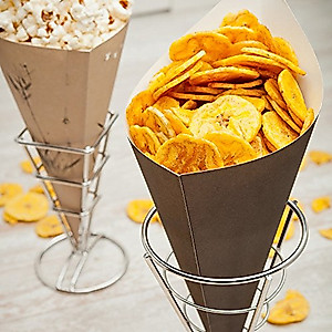 Restaurantware Conetek 11.5-Inch Eco-Friendly Black Finger Food Cones: Perfect for Appetizers - Food-Safe Paper Cone - Disposable and Recyclable - 100-CT