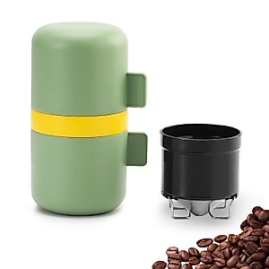 Mongdio Portable Coffee Maker for Travel With Manual Grinder,Permanent Stainless Steel Coffee Drip Filter, Adjustable Manual Grind Settings with 2 Cups, Great for Camping, Hunting, Outdoor - Green