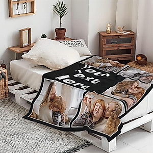 WNNNS Custom Blanket with 5 Photos Multiple Designs, Personalized Gifts for Mom,Dad,Families,Boyfriend,Girlfriend,Kids, Valentines Blanket with Multiple Designs.