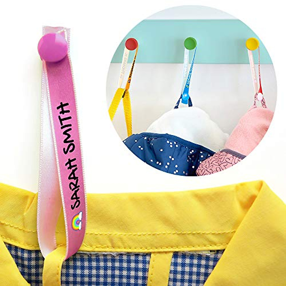 Clothes Hanger for Kids. Custom Ribbon for Hanging Jackets and School Clothes. 6 uds. (Pink)