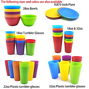 Plastic Dinnerware set, Unbreakable and Reusable Plastic Plate, Bowl and Tumbler | set of 18 Multicolor