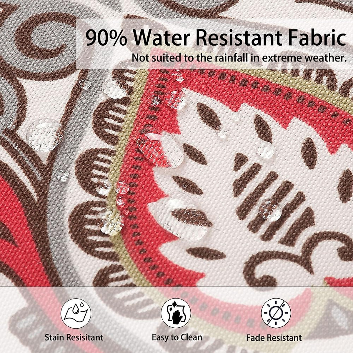 Magpie Fabrics Patio Bench Cushion Cover 45x18x3 Inch, NO Insert! Water Resistant Outdoor Loveseat Replacement Cover with Zipper (Botanical Red Orange)