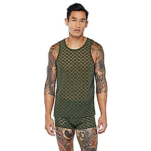 Savage X, Men's Flocked Monogram Tank, Deep Forest Green, M