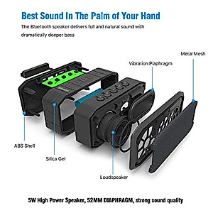 Portable Bluetooth Speaker,10W Wireless Speaker TWS Pairing HD Stereo Sound,Bluetooth 5.0,IP67 Waterproof Outdoor Sport Speakers for Home,Camping,Beach,Sports,Pool Party,Shower