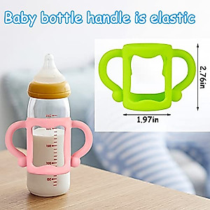 4-Pack Baby Bottle Handles for Dr Brown Narrow Baby Bottles, MARFOREVER Bottle Holder for Baby Self Feeding, Soft Silicone Bottle Handles Baby Bottle Holder with Easy Grip Handle, No-Slip, BPA-Free