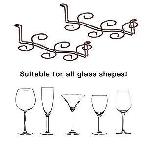 BOOKZON Wine Glasses Rack Under Cabinet Set of 2 Wine Glass Racks Under Shelf Counter Hanging Stemware Holder Organizer Storage Hanger for Kitchen,Home, Bar