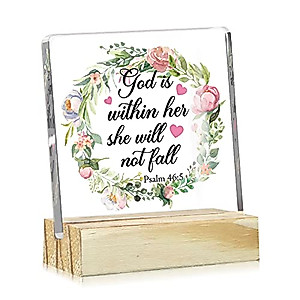 Inspirational Christian Gifts with Bible Verses and Prayers Religious Gifts for Women Men, Prayer Room Decor, Easter Gift Christmas Gifts, Desk Decor Gifts Made in Acrylic Wood Stand - JY274