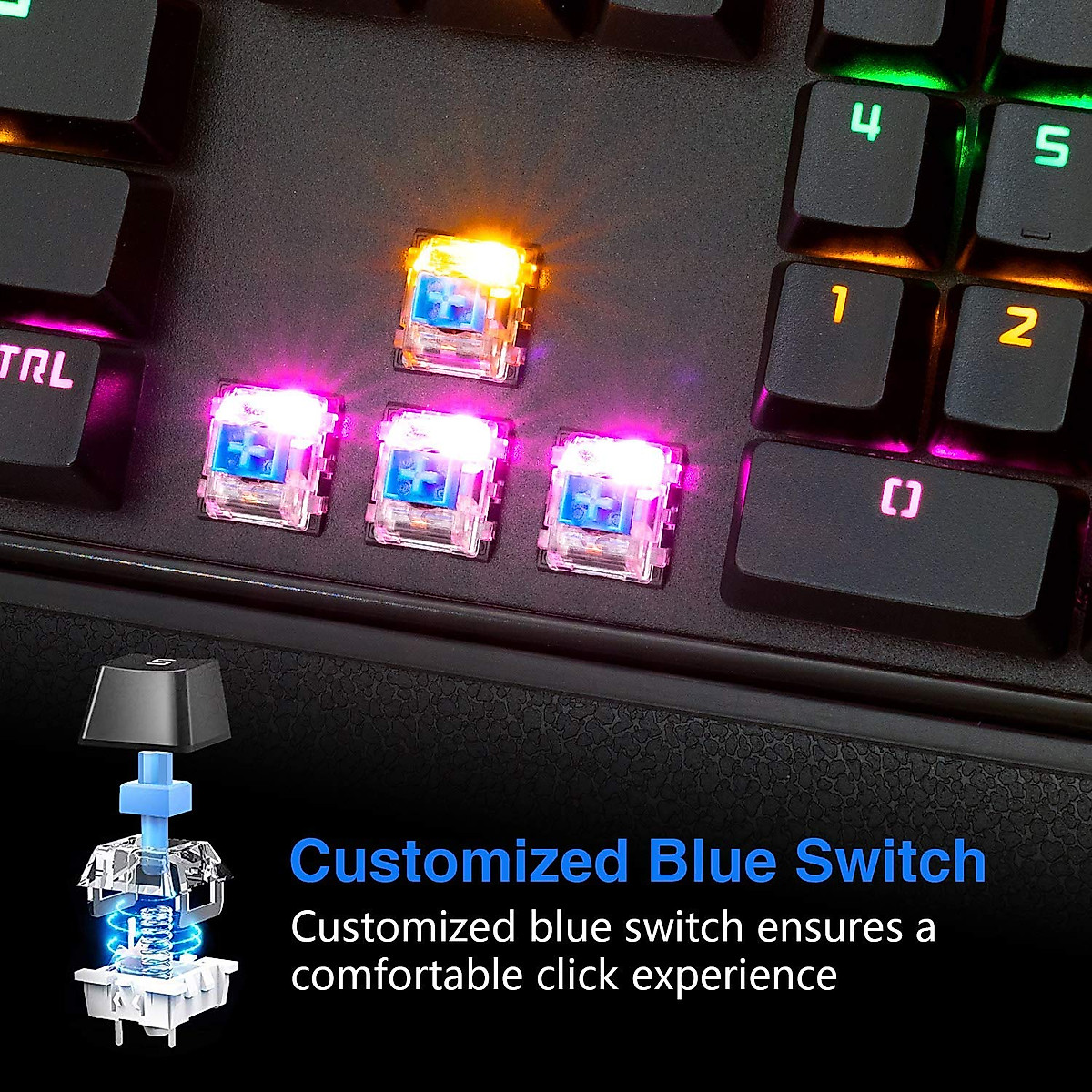 CHONCHOW Mechanical Gaming Keyboard, USB Wired RGB 108 Keys Gaming Keyboard Compact LED Rainbow Backlit Mechanical Gaming Keyboard for PS4 Xbox PC Gamer