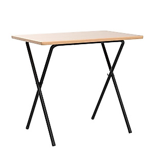 Folding TV Tray Table, 2.6-Foot TV Dinner Folding Table for Small Space Eating, Dinner Foldable Side Desk with Wooden Top and Metal Frame(1 Piece-Natural)