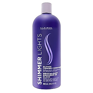 Clairol Professional Shimmer Lights Purple Conditioner, 31.5 fl. Oz Neutralizes Brass & Yellow Tones For Blonde, Silver, Gray & Highlighted Hair Packaging May Vary
