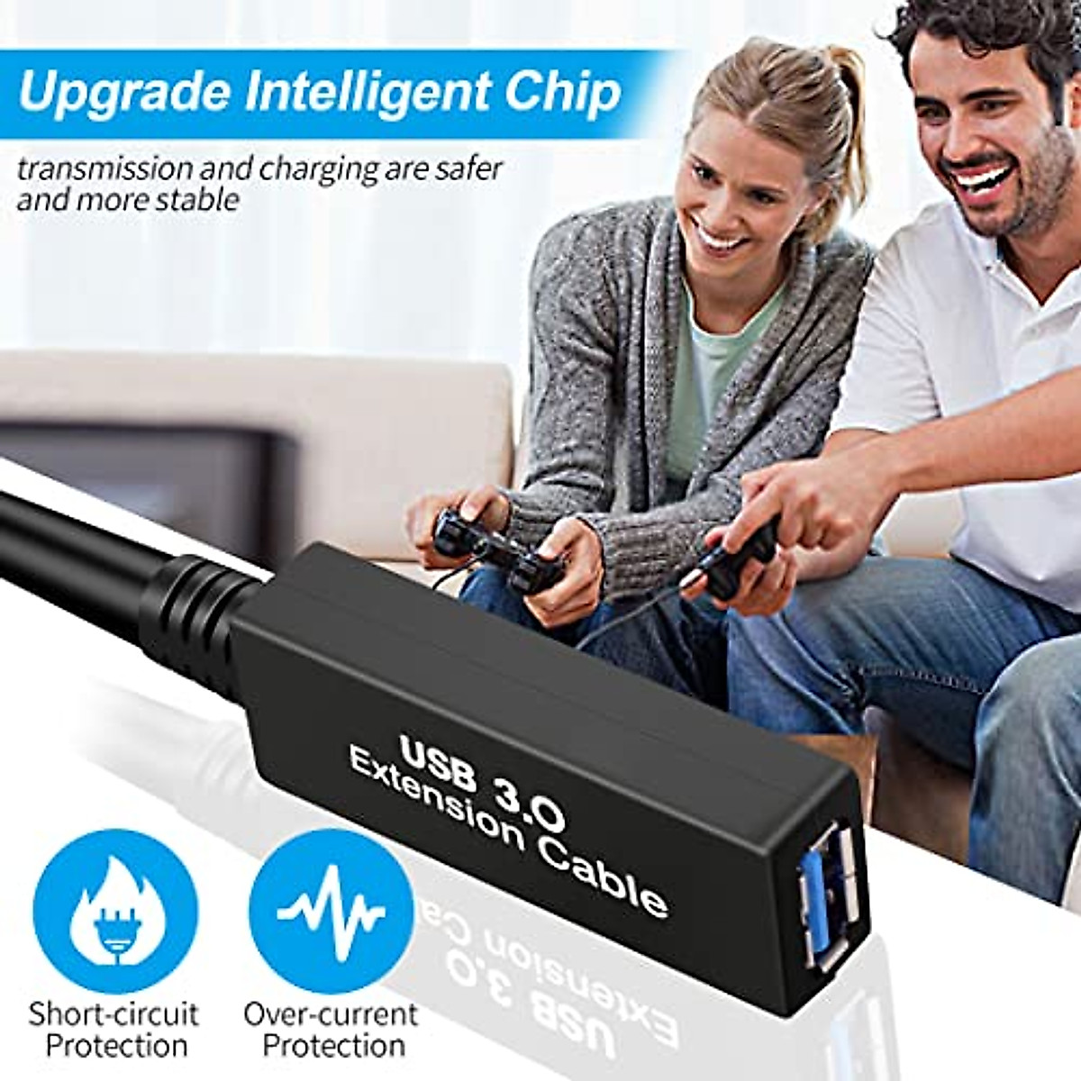 S.H.Y SPRUCES 50FT USB 3.0 Active Extension Cable, USB Extension Cord A/M to A/F15M,USB 3.0 Extender Cable, for USB HUB,Webcam,Xbox,Oculus Quest 2 VR,PS4,Printer,External Hard Disk