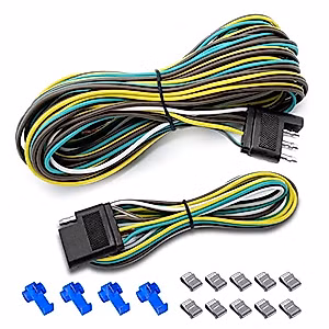 Trailer Wiring Harness Kit, LIMICAR Trailer Wire, 25ft Trailer Wiring Harness with 4 Flat Extension Connector, 4 Pin Wishbond Trailer Harness for Utility Boat Trailer Light Kit