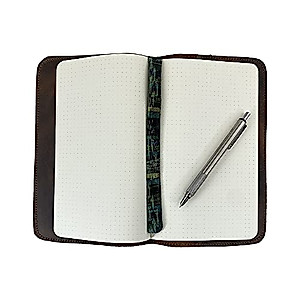 Hide & Drink, Refillable Journal Cover with Strap for Moleskine Cahier, Large Size (5 x 8.25 in.) Notebook, Rustic Protector, Full Grain Leather, Handmade, Bourbon Brown