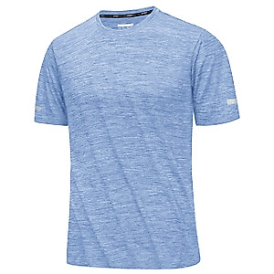 MAGCOMSEN Men's Athletic Shirts Dry Fit Lightweight Dry Fit Tee Tops Gym Active Fitness Sports Shirts Light Blue 2XL